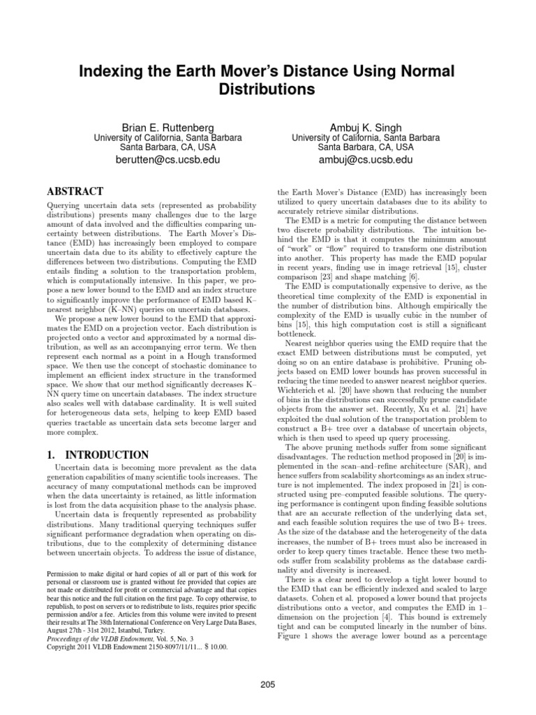 Indexing The Earth Movers Distance Using Normal Distributions | PDF ...