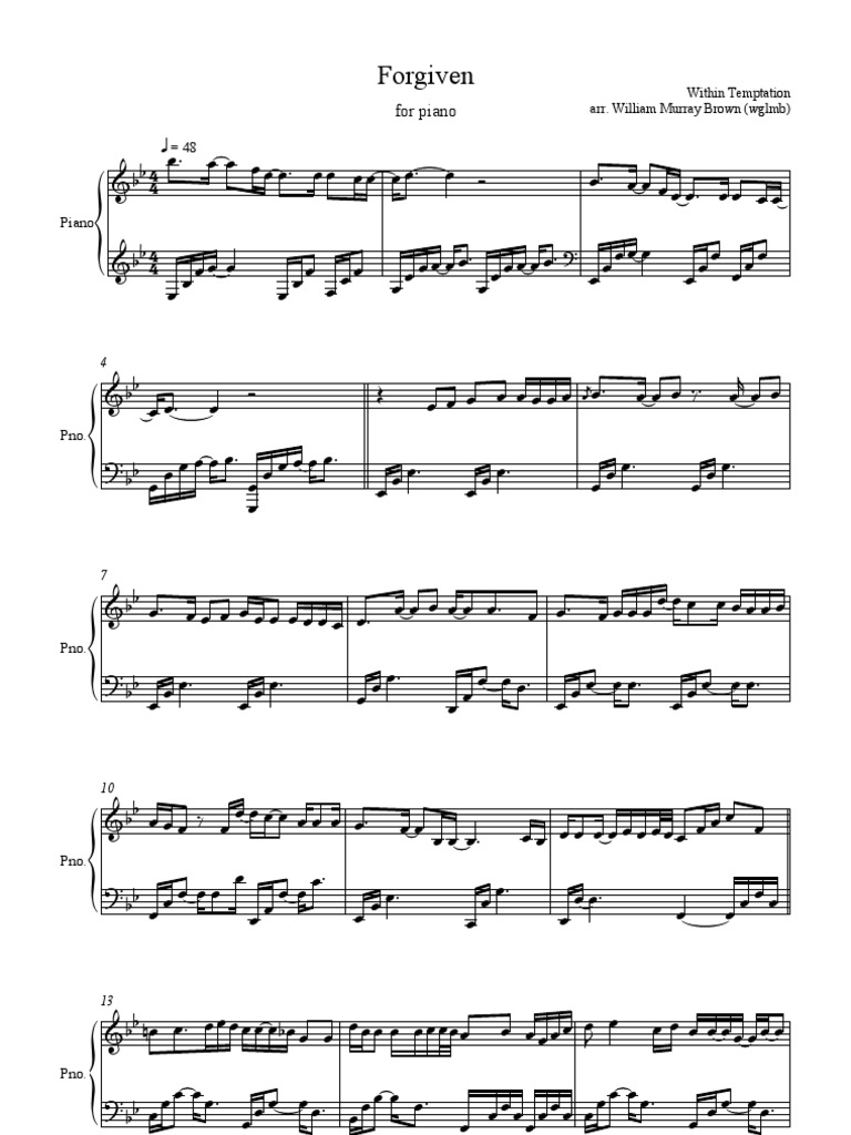 Within Temptation - Forgiven (Piano) | PDF | Leisure