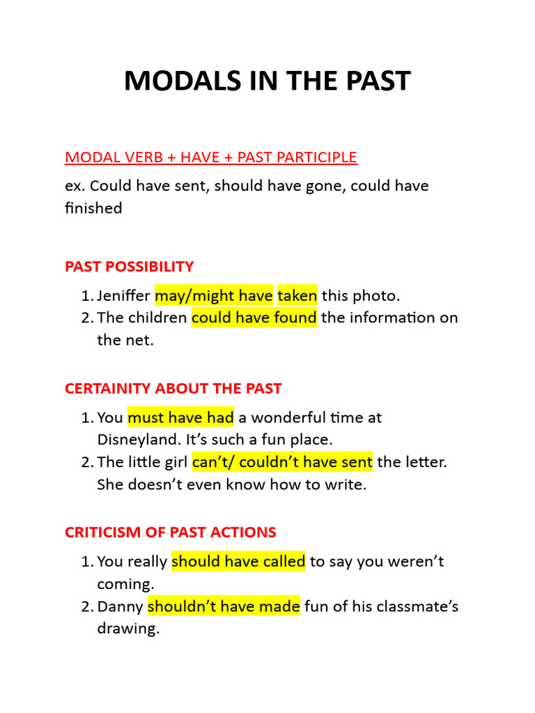 Modals in The Past | PDF