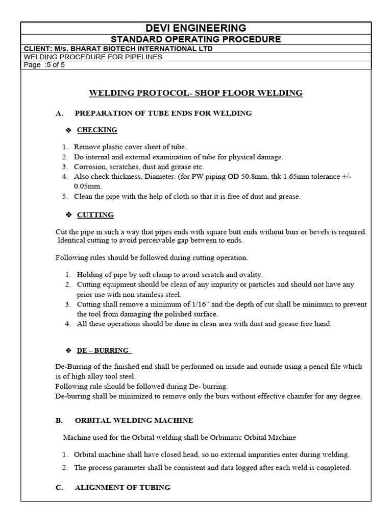 Final SOP For Welding | PDF | Pipe (Fluid Conveyance) | Welding