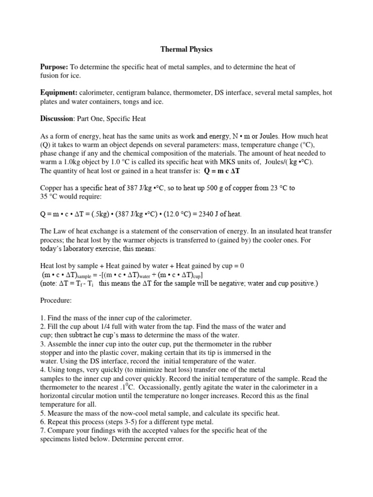 Thermal Physics | PDF | Heat | Heat Capacity