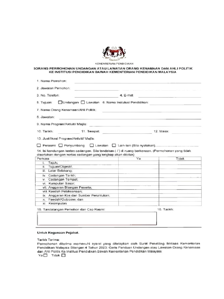 Borang Mohon Undangan Perasmi | PDF