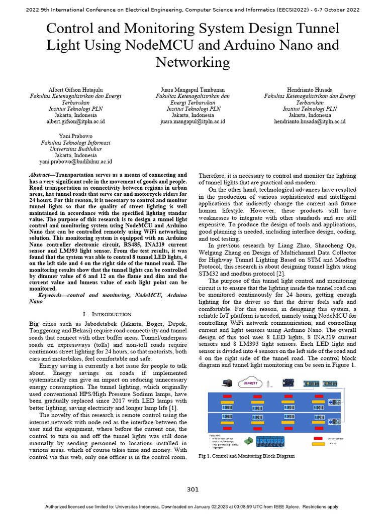 Jurnal EECSI - Control and Monitoring System Design Tunnel Light - Using - NodeMCU - and ...