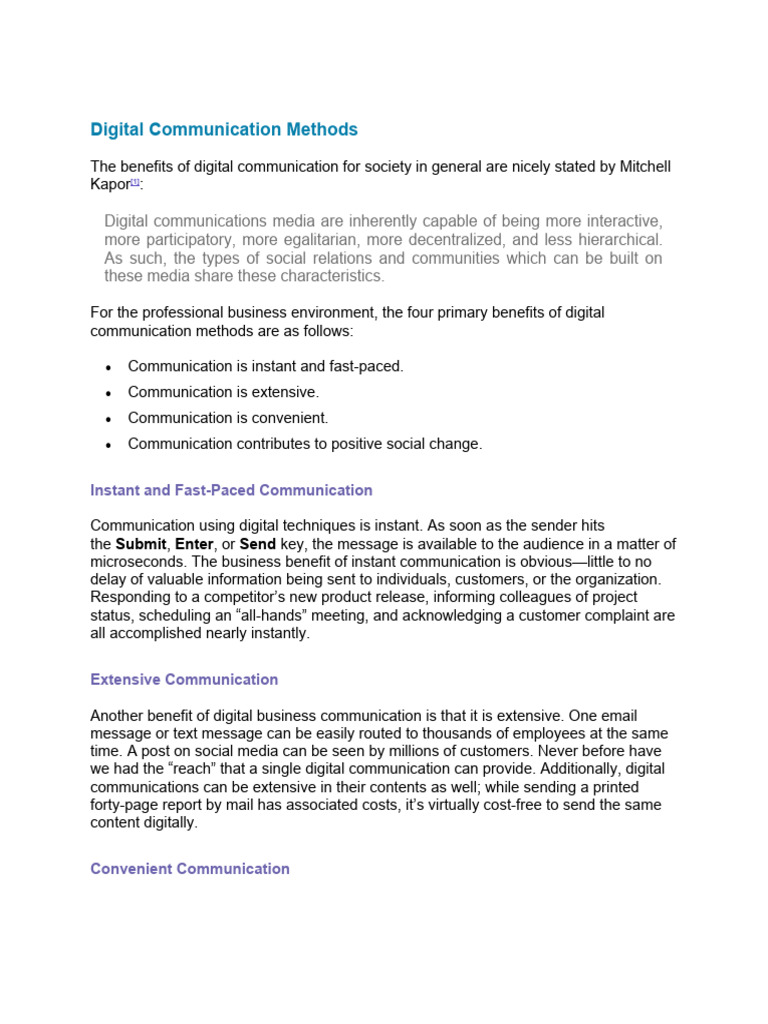 Digital Communication Methods | PDF | Communication | Human Communication