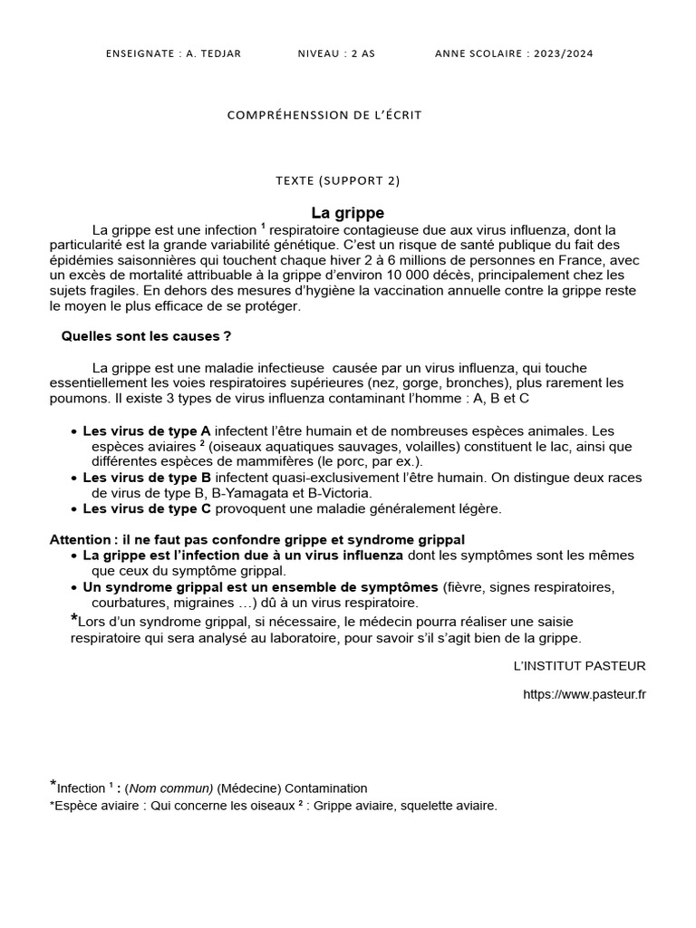 Comprendre la grippe et ses enjeux | PDF | Grippe | Infection