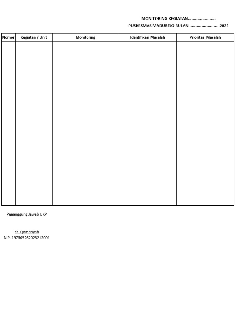 Format MONEV UKP 2024-NEW | PDF