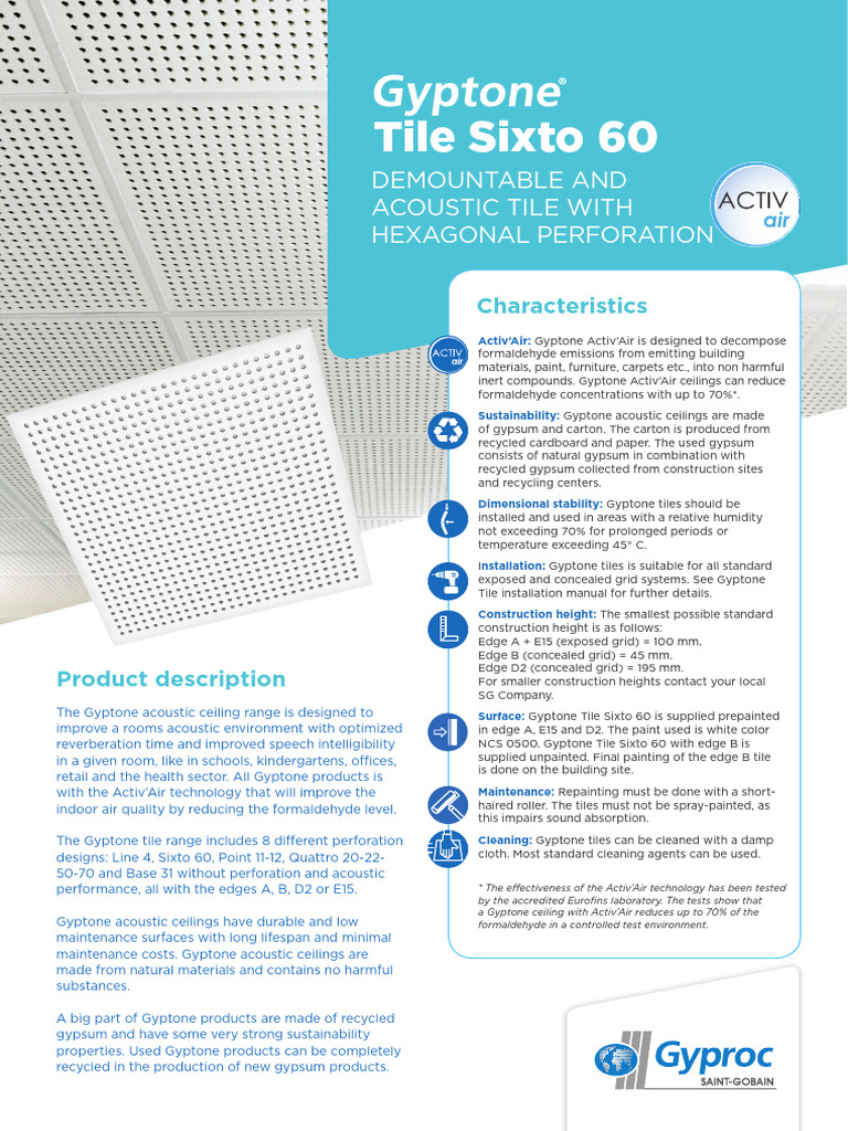 TDS - Gyptone Sixto A 10 | PDF | Tile | Building Engineering