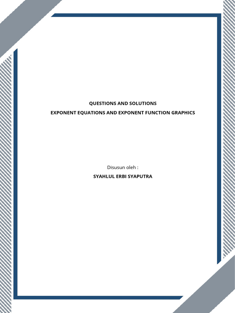 Questions and Solutions Exponent Equations and Exponent Function Graphics | PDF | Mathematical ...