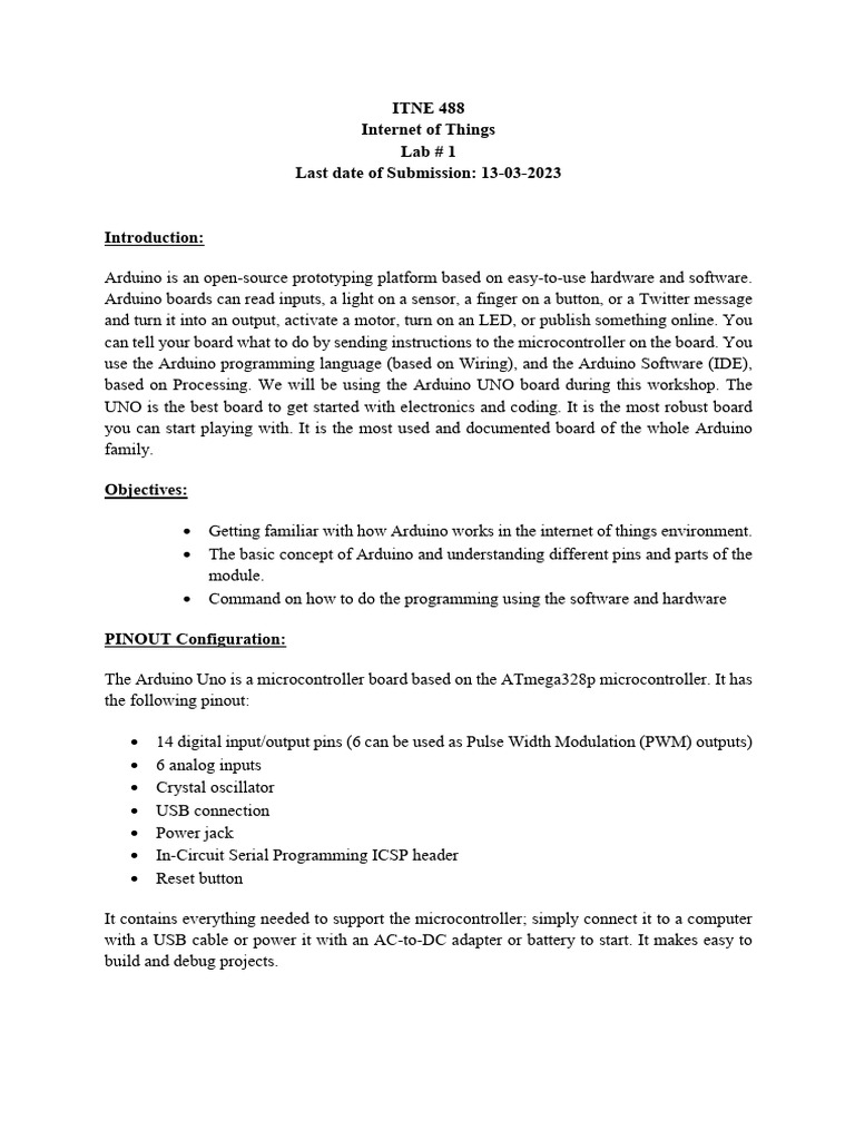 Lab #1 | PDF | Arduino | Electronics Lab #1 | PDF | Arduino | Electronics