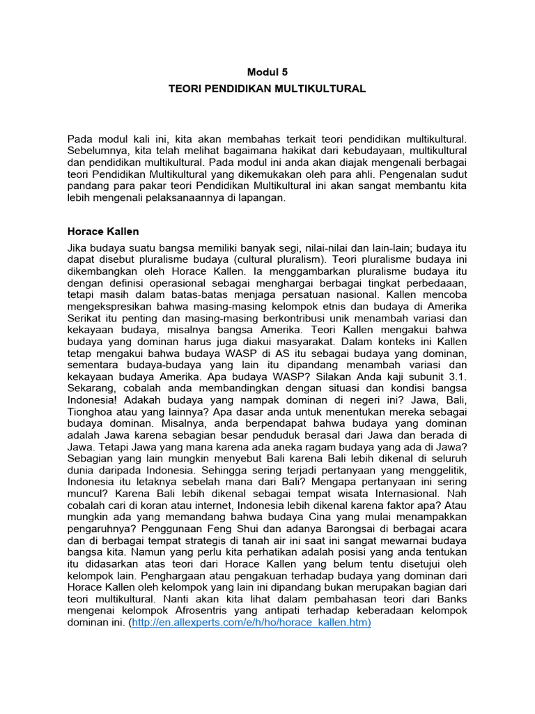 Modul 5 - Teori Pendidikan Multikultural | PDF