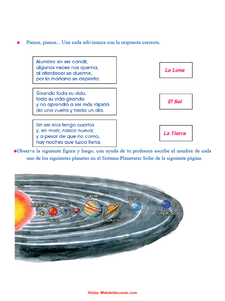 Sistema Planetario Solar para Segundo Grado de Primaria | PDF | Planetas | Tierra