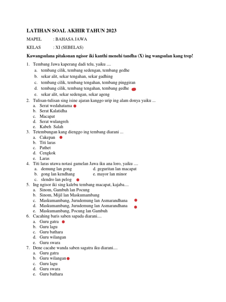 Latihan Soal Akhir Tahun Kelas Xi Pdf