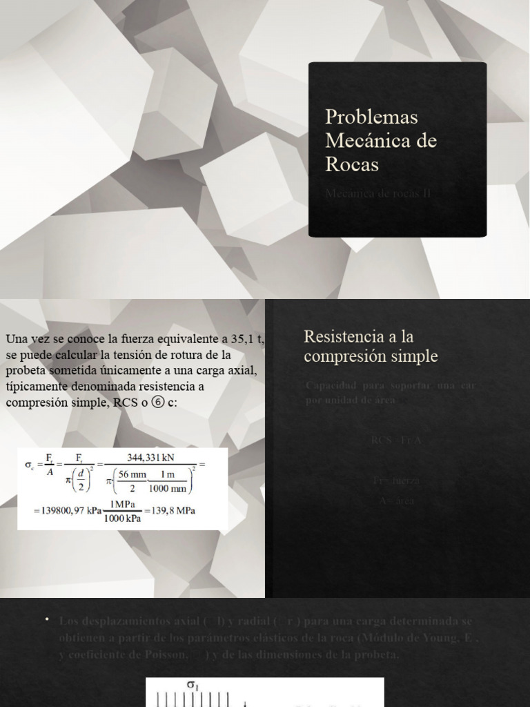 Problemas MecÃ¡Nica de Rocas | PDF | Estrés (Mecánica) | El módulo de Young