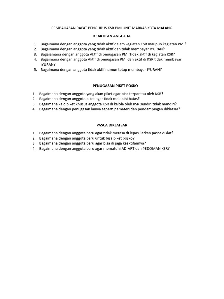 Strategi Keaktifan Anggota KSR PMI Malang | PDF