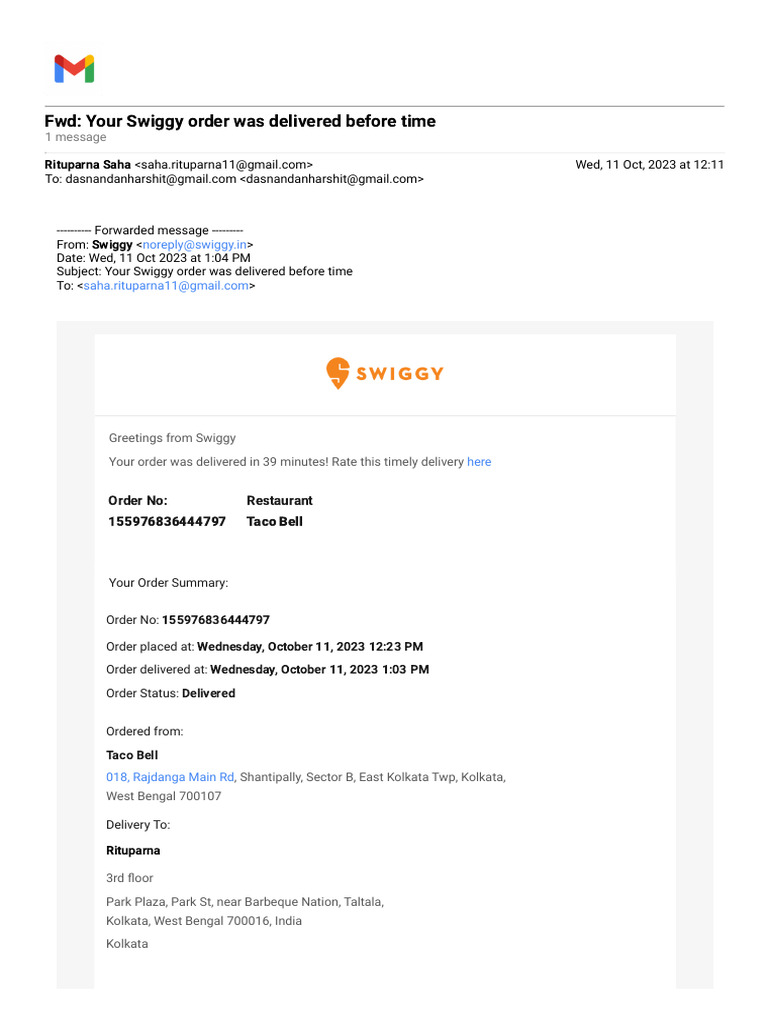 Swiggy Invoice | PDF