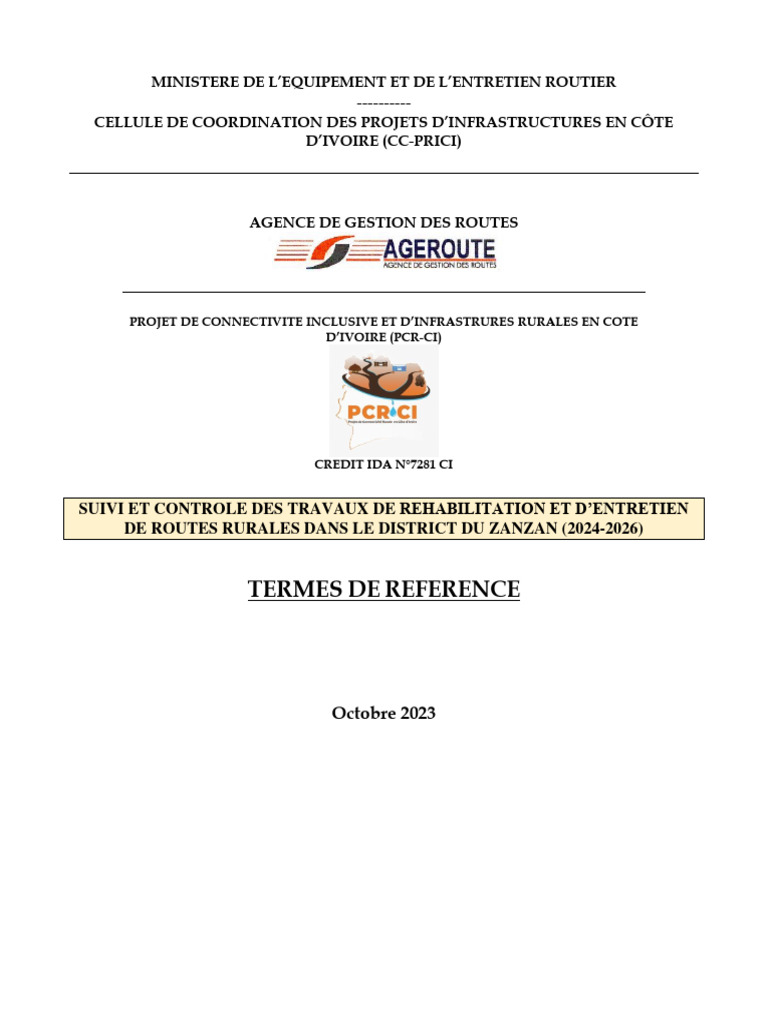 Termes DE Reference | PDF | Consultant | Sécurité routière