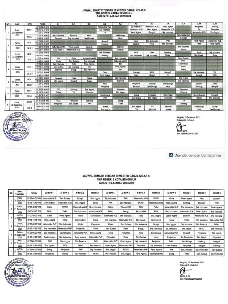 Jadwal STS Ganjil 2023-2024 | PDF
