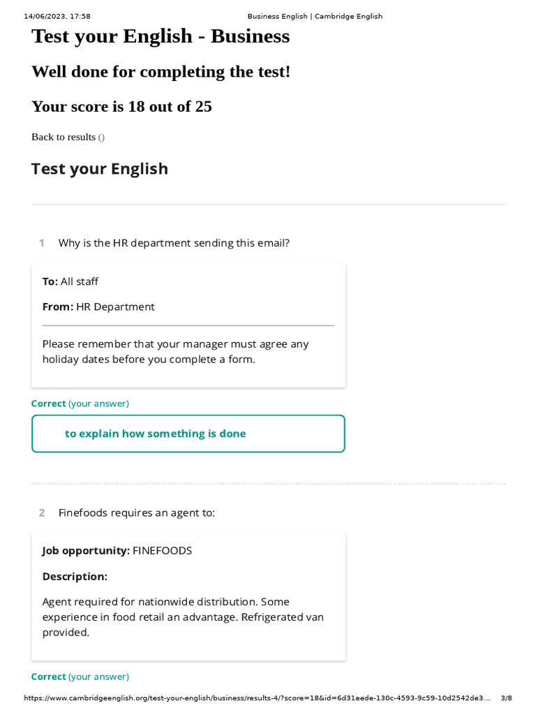 Cambridge Business English Test Results | PDF | Customer Satisfaction ...