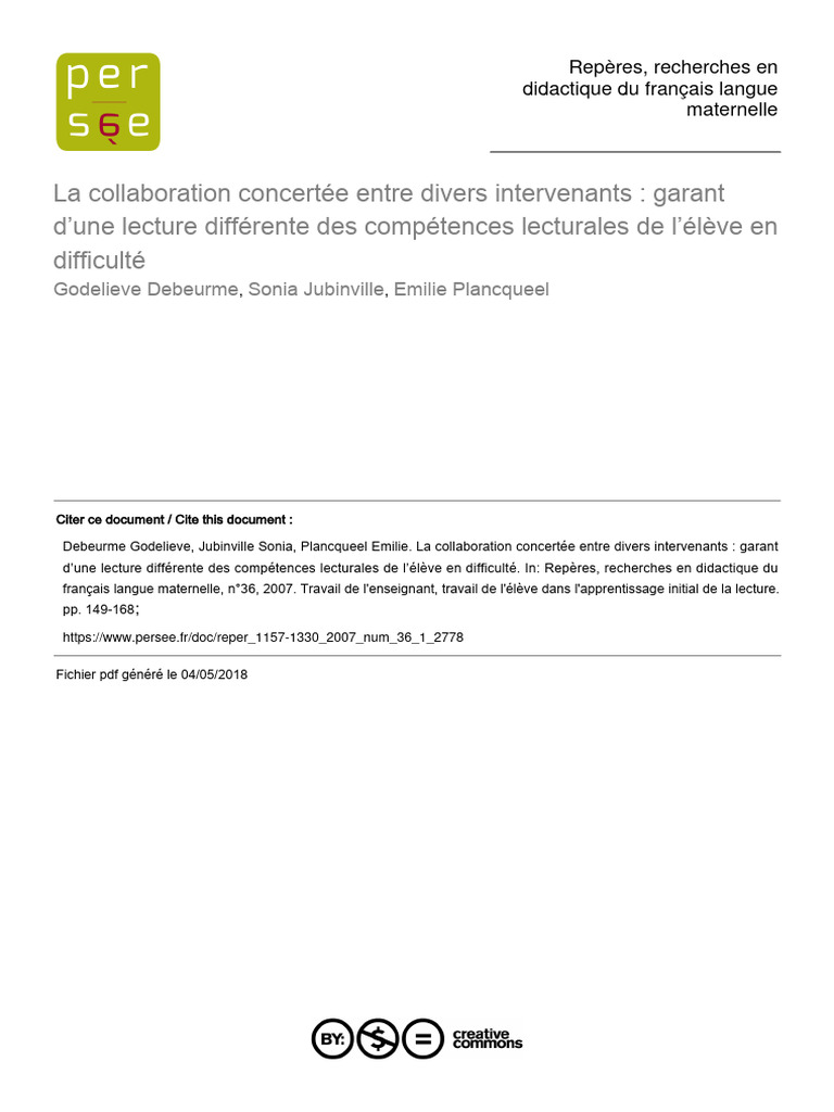 Repere Recherches 2007 Collaboration | PDF | Learning | Cognition