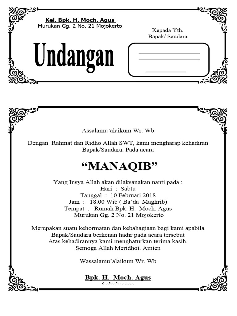 Undangan Manaqib | PDF