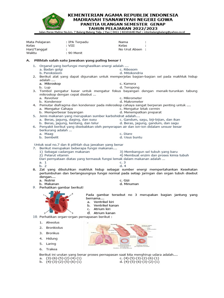 Soal Sumatif IPA VIII 2023 | PDF