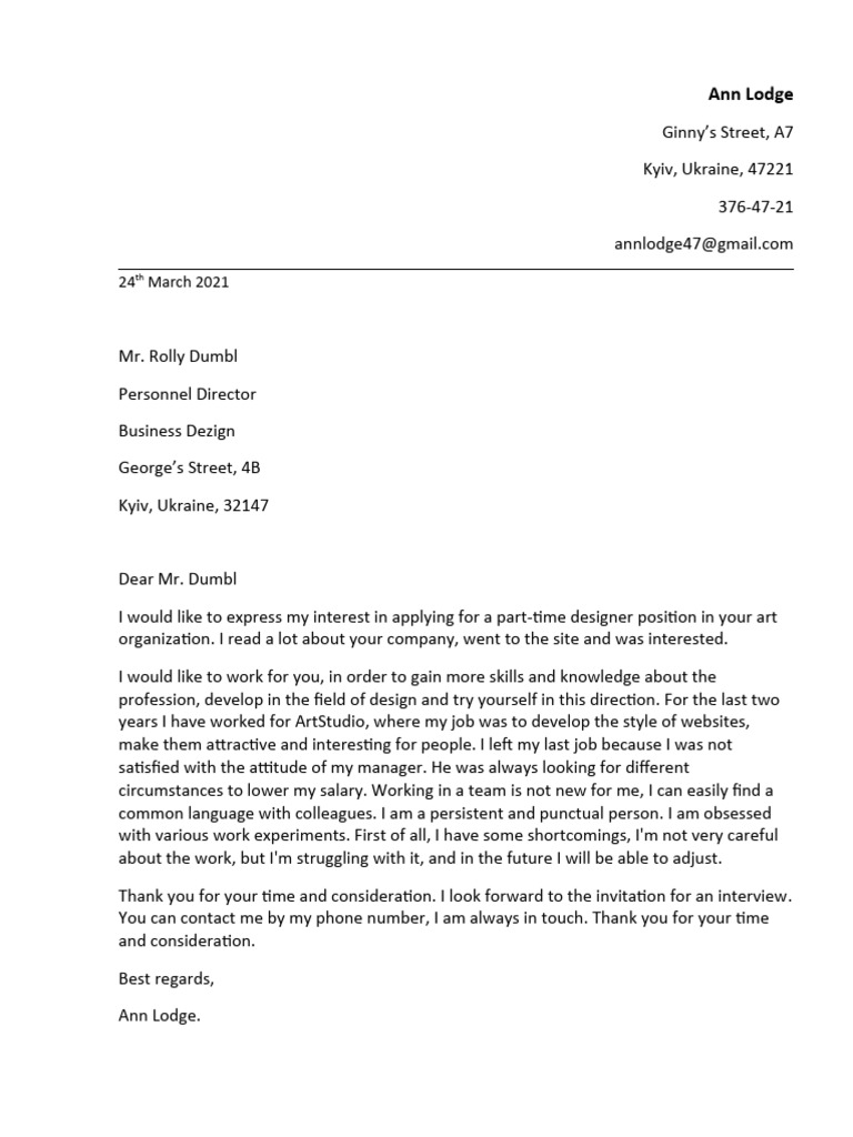 Covering Letter Pdf