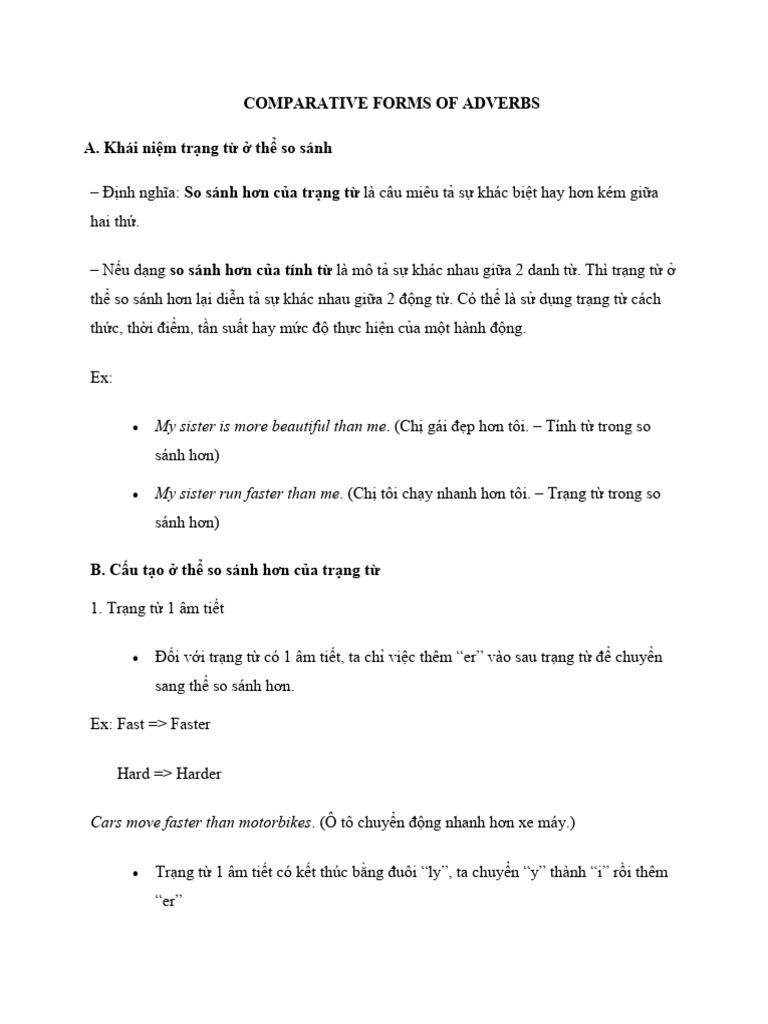 Comparative Forms of Adverbs | PDF