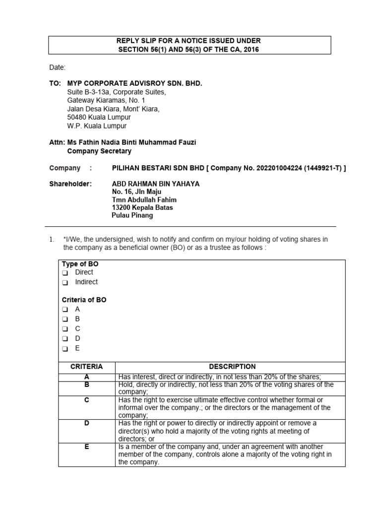 REPLY SLIP-BO Pilihan Bestari (En Abd Rahman) | PDF | Justice | Crime ...