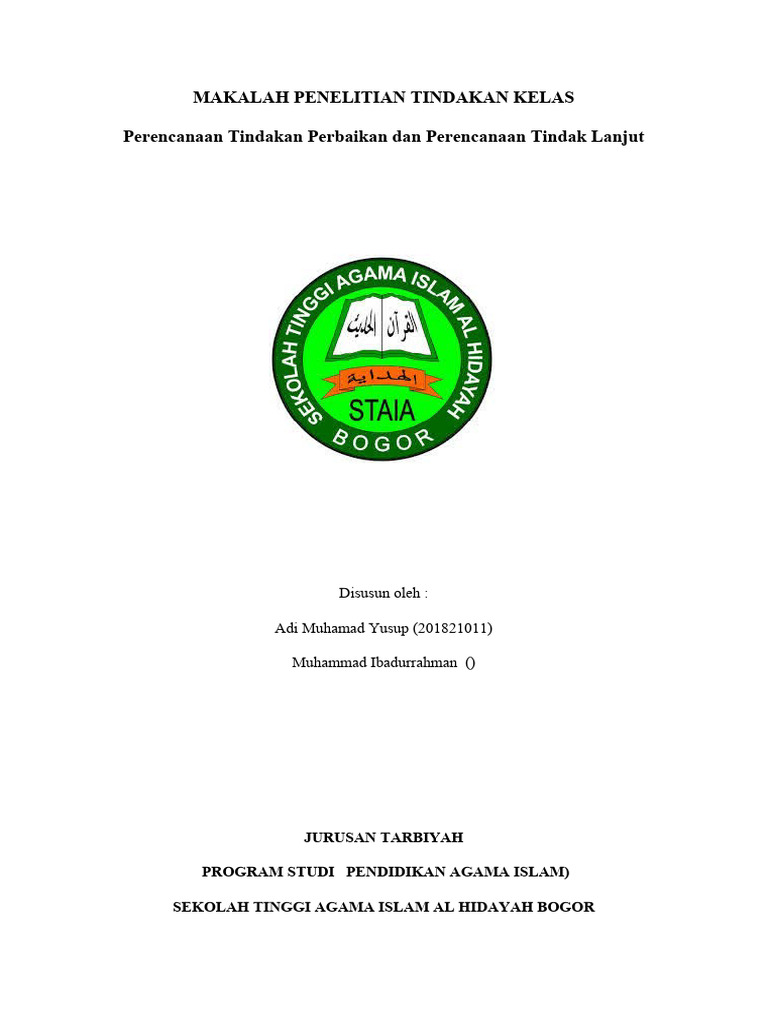 Makalah Perencanaan Tindakan Perbaikan Dan Perencanaan Tindak Lanjut | PDF | Karier & Perkembangan