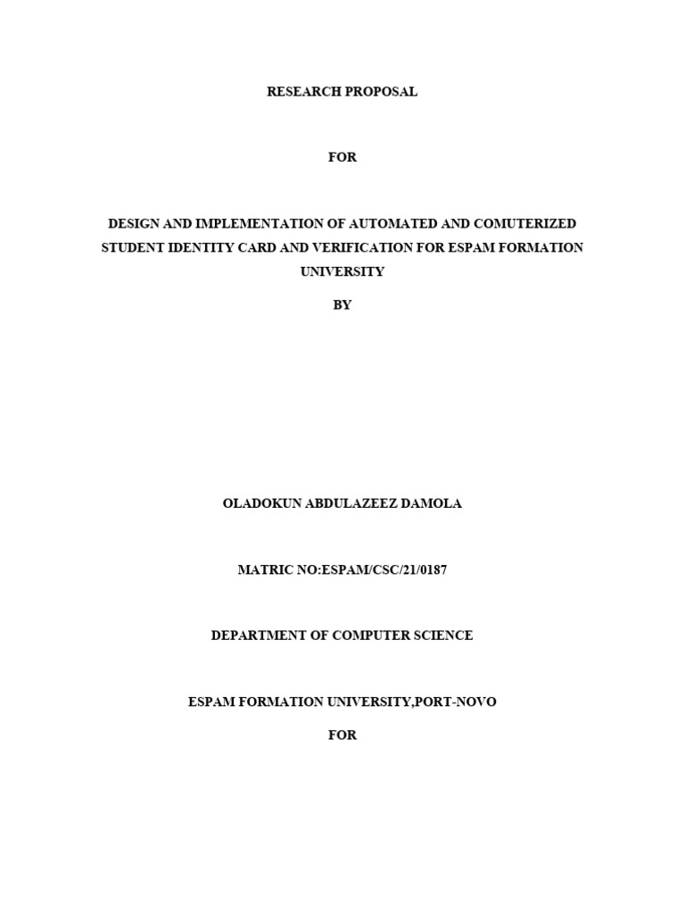 Research Proposal | PDF | Methodology | Identity Document