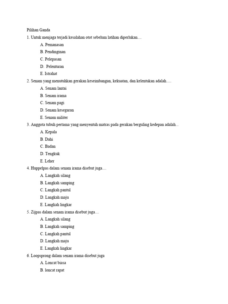 Soal Pjok Kelas 11 | PDF