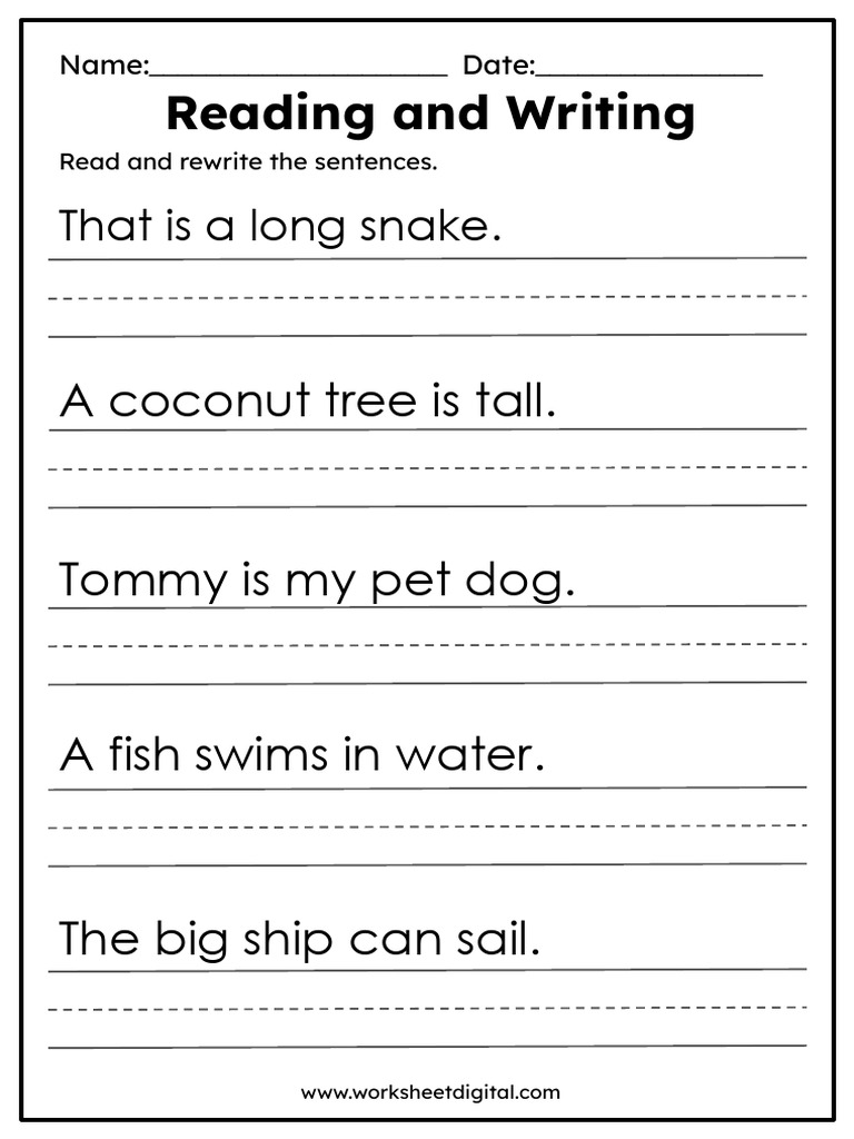 Short Sentences Reading and Writing Worksheet 2 Ngaibv | PDF