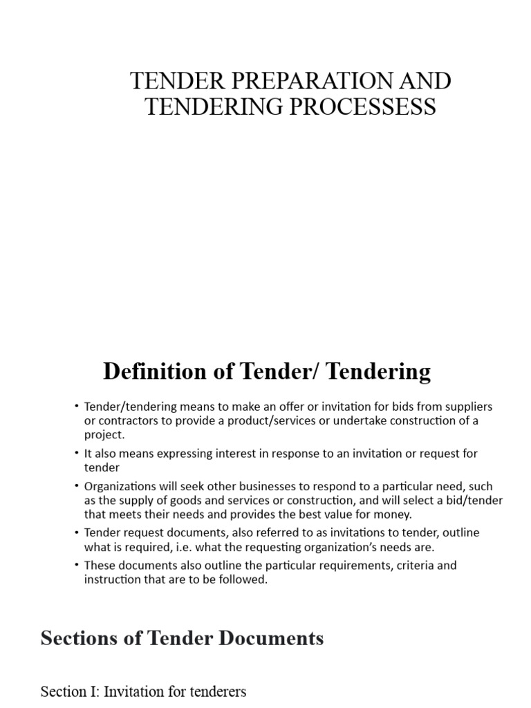 7.tender Preparation and Tendering Process | PDF | Procurement | Supply ...