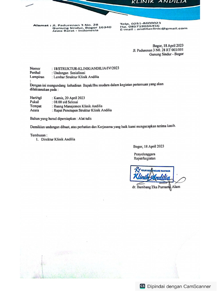 REVISI Undangan Sosialisasi Lembar Struktur Organisasi Kli | PDF