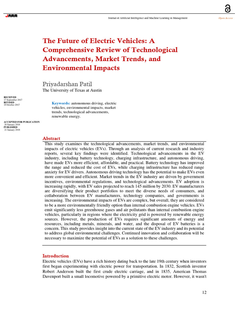 The Future of Electric Vehicles A Comprehensive Review of Technological ...