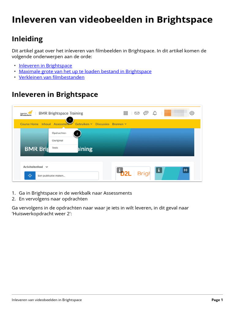 Inleveren Van Videobeelden in Brightspace-2 | PDF