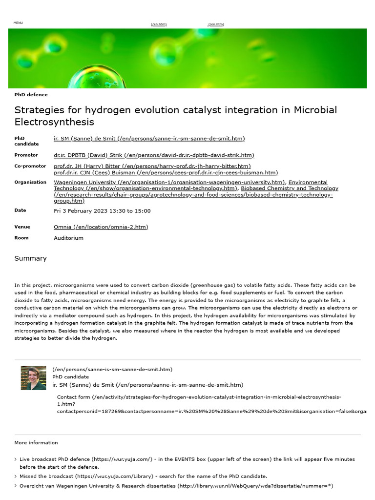 Strategies For Hydrogen Evolution Catalyst Integration in Microbial ...