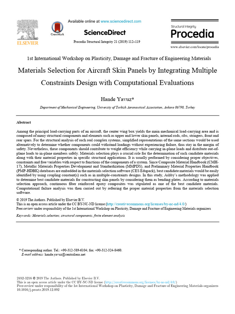 Aircraft Skin Panel Material Selection | PDF | Composite Material ...