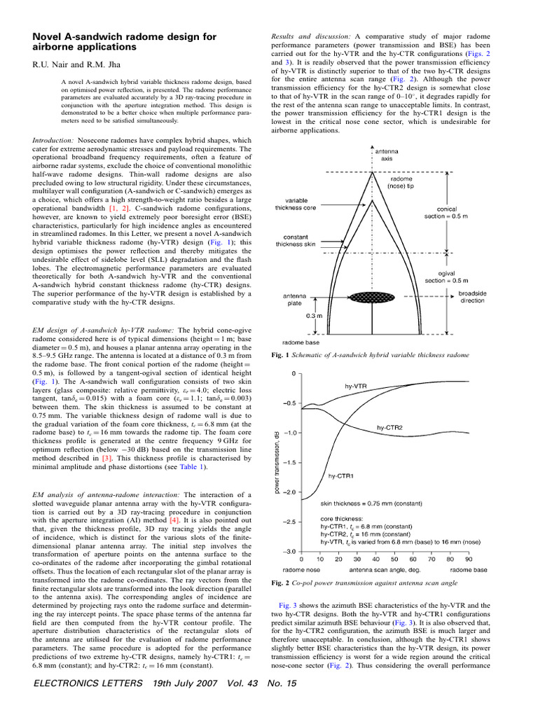 Novel A-Sandwich Radome Design | PDF | Antenna (Radio) | Matrix ...
