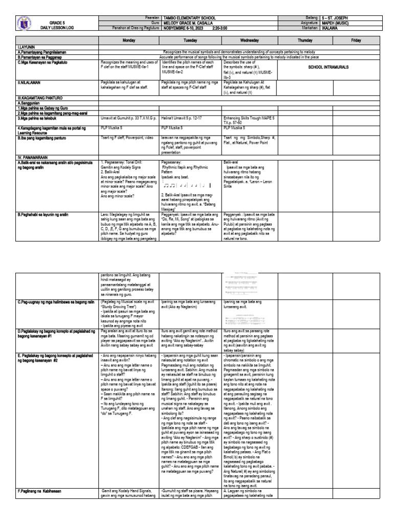 Q2 DLL Mapeh - 5 Week 1 | PDF