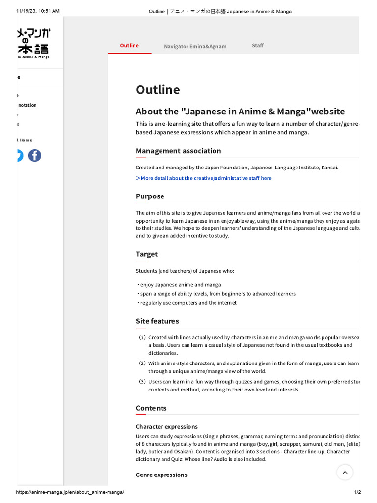 Outline｜アニメ・マンガの日本語 Japanese in Anime & Manga | PDF | Anime | Japanese ...