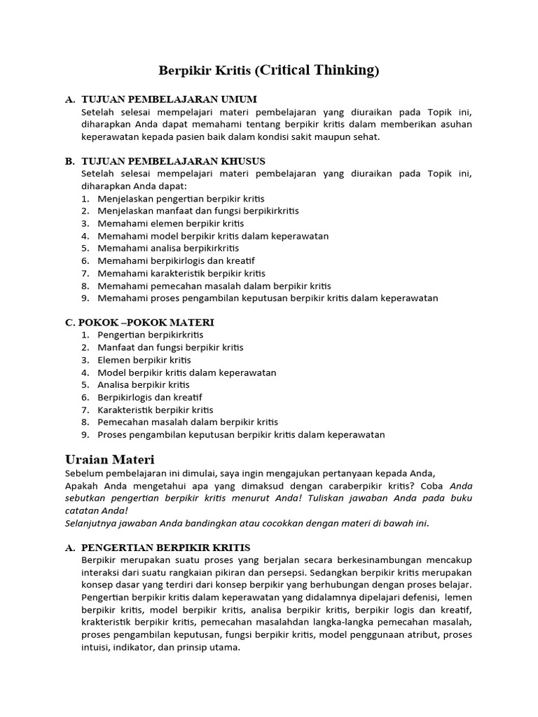 Berpikir Kritis | PDF