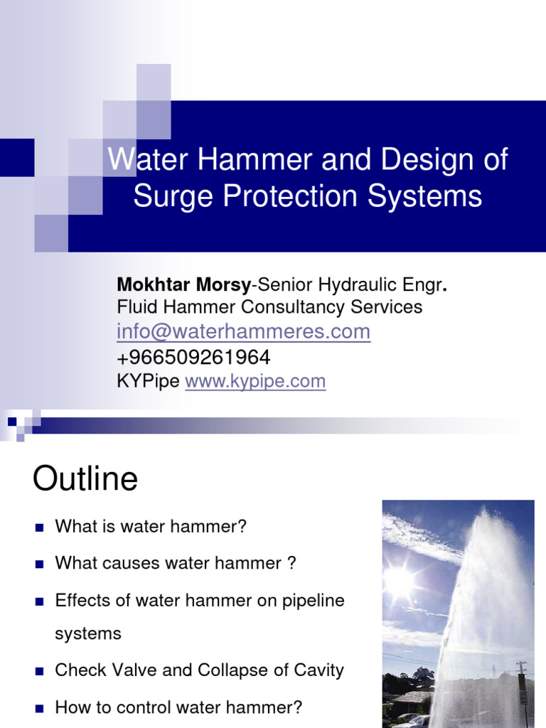 Water Hammer and Design of Surge Protection Systems | PDF | Pump | Valve