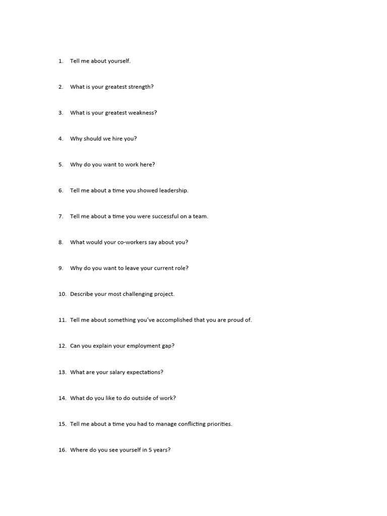Common Interview Questions | PDF | Career & Growth