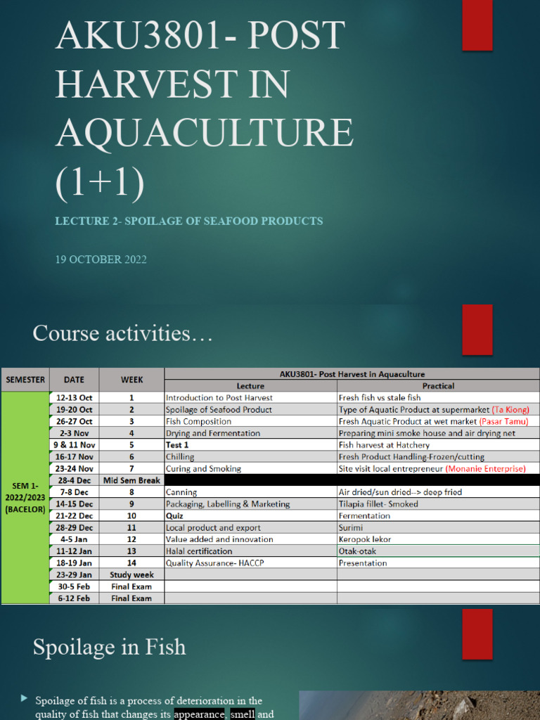 LECTURE 2 - AKU3801-Spoilage of Seafood Product | PDF | Decomposition | Enzyme