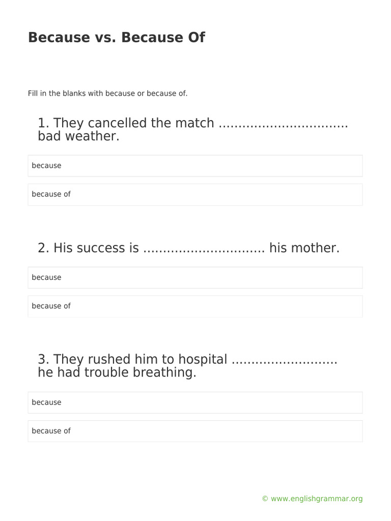 Because vs. Because of | PDF