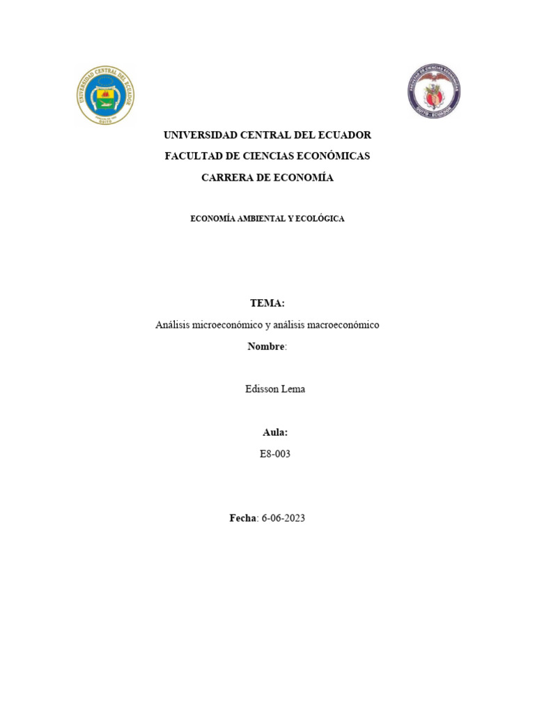 Lema Edisson Deber#10 | PDF | Microeconomía | Macroeconómica