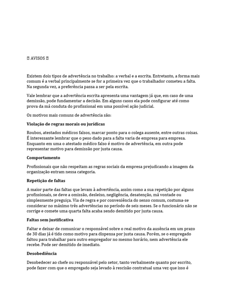 Modelo Carta de Advertencia | PDF