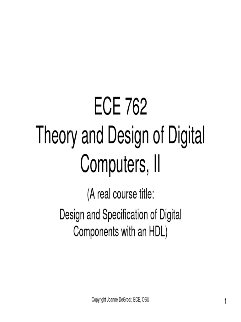 L1 - Course Intro | PDF | Hardware Description Language | Vhdl