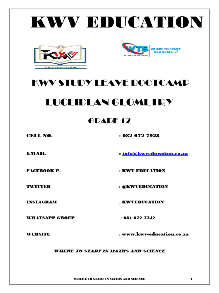 KWV Eucl Study Leave Camp | PDF | Mathematics | Science KWV Eucl Study Leave Camp | PDF | Mathematics | Science